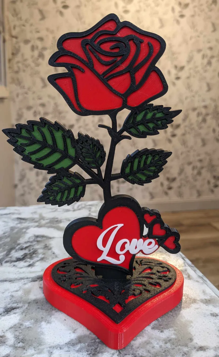 A wonderful rose with leaves, love and a stand - For valentines day by ...