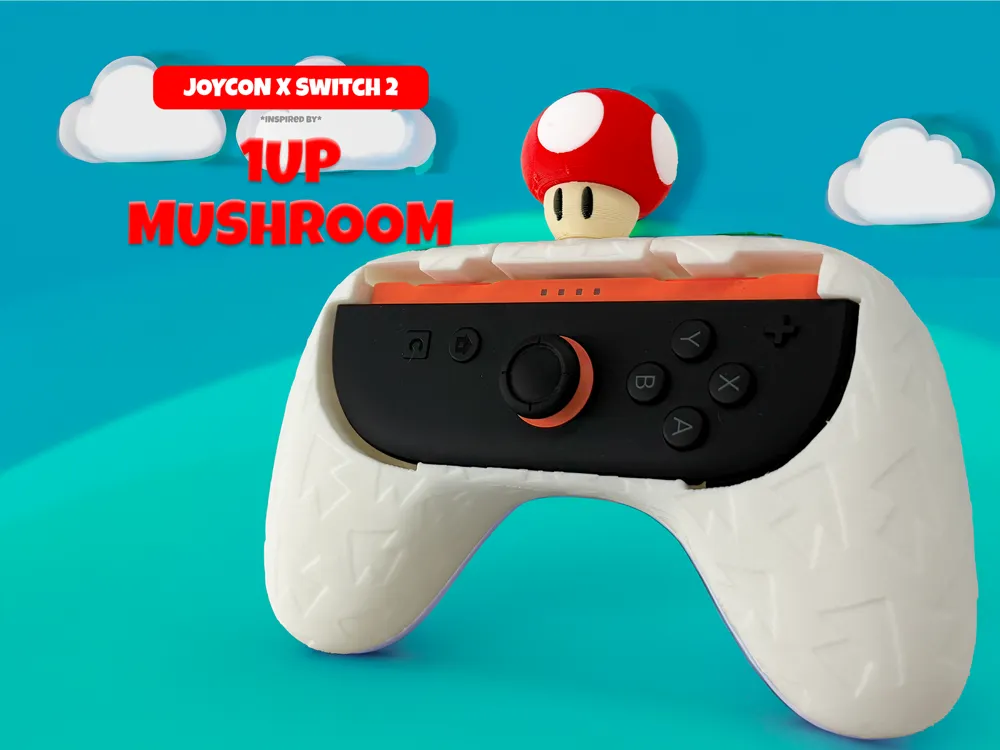 #38 - 1UP Mushroom Inspired Joy-Con Grip Switch 2 by PaoloBoniDesign ...