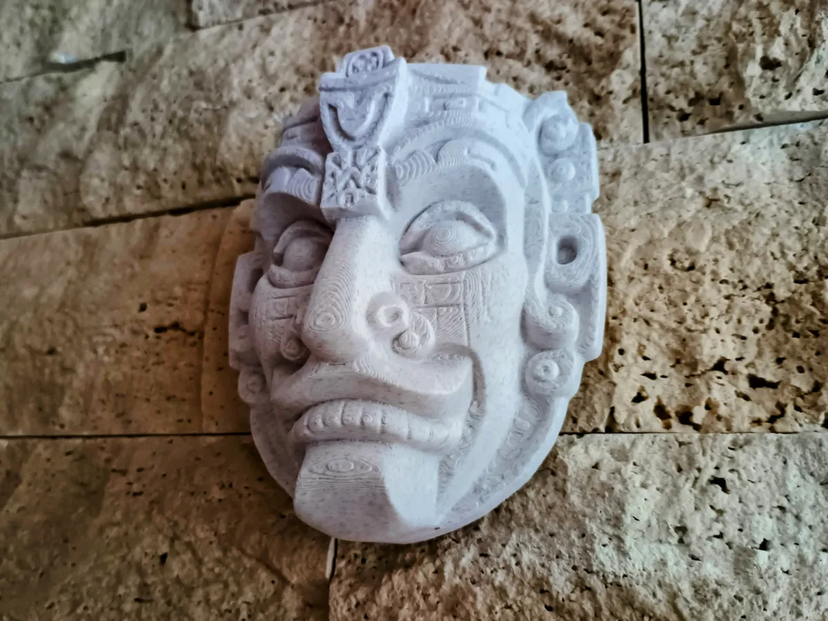 Ancient Mayan Stone Face Sculpture v5 - Free 3D Print Model - MakerWorld