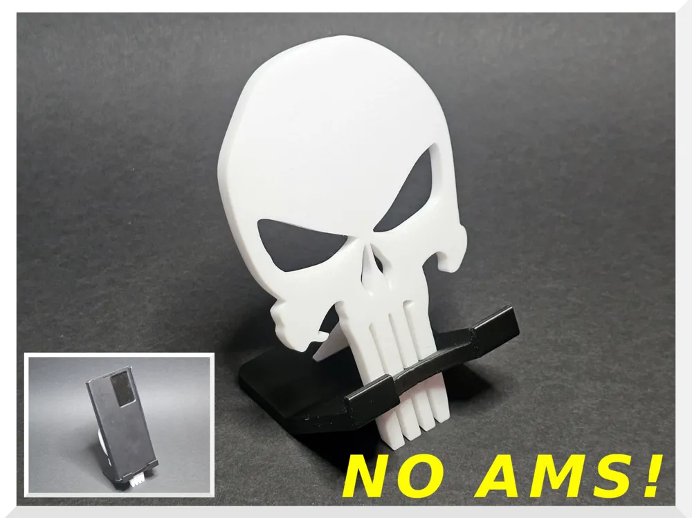 Punisher Skull Phone Stand by Barika MakerWorld: Download Free 3D Models