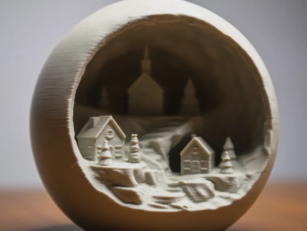 Winter Village Diorama in a Christmas Bauble - Free 3D Print Model ...