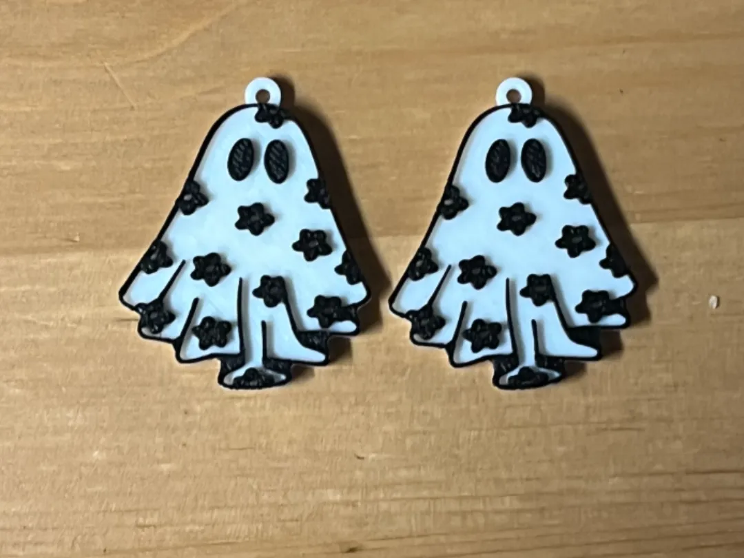 flower ghost earrings by Morganja MakerWorld: Download Free 3D Models