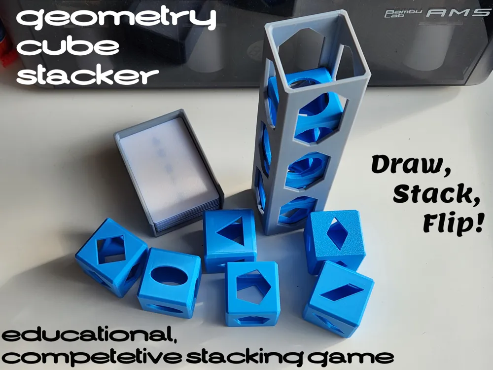 Geometry Cube Stacker - Game - Draw, Stack, Flip by Snicklefritz - MakerWorld
