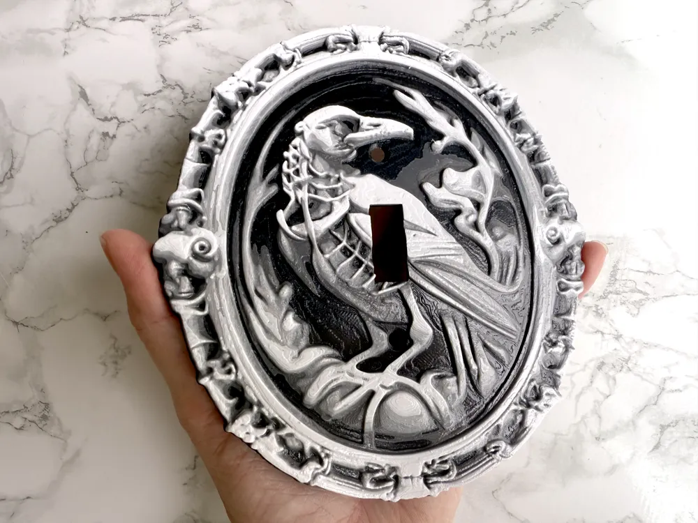 Gothic Skeleton Bird Light Switch Cover - Free 3D Print Model - MakerWorld