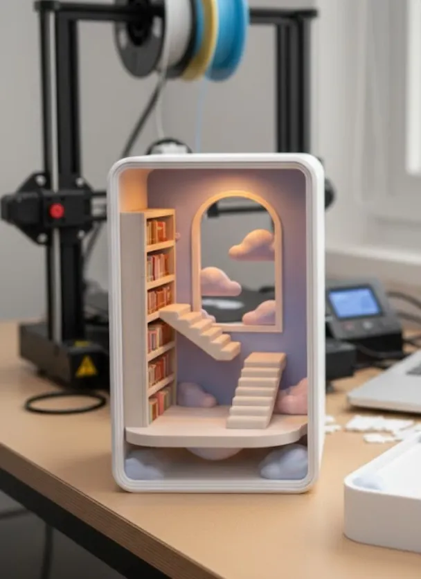 Skybound Library – Floating Stair Book Nook Lamp - Free 3D Print Model ...