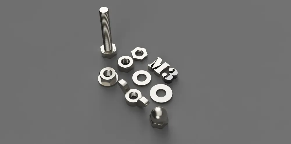 M3 HEX bolts, nuts and washers - Free 3D Print Model - MakerWorld