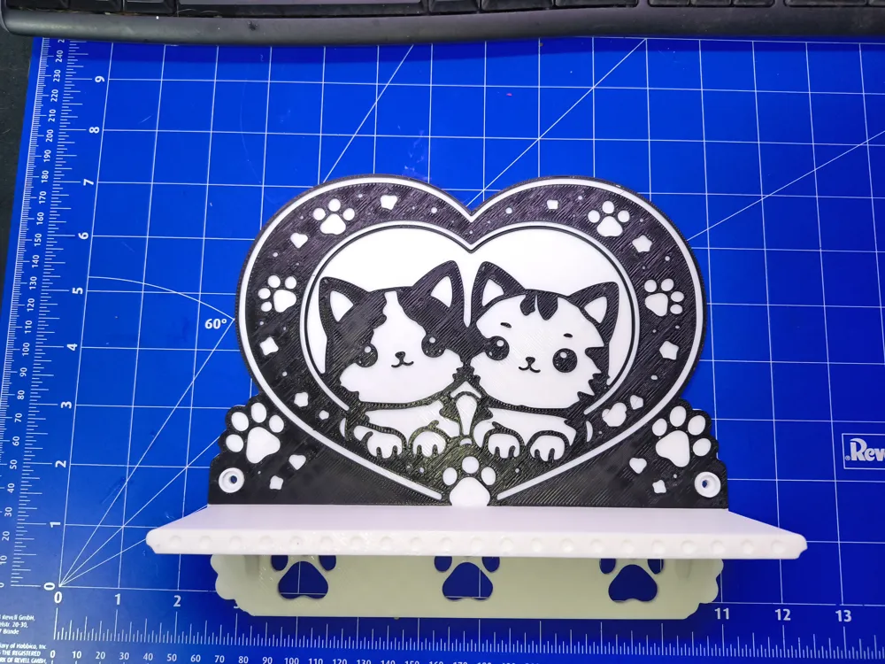 Cute Cat Shelf – Layered Wall Shelf for Cat Lovers - Free 3D Print ...