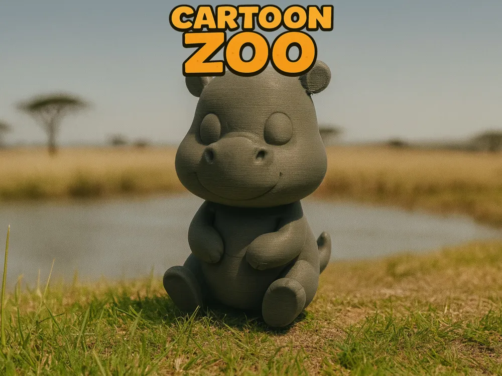 Cute Cartoon Hippo - Cartoon Zoo - Free 3D Print Model - MakerWorld
