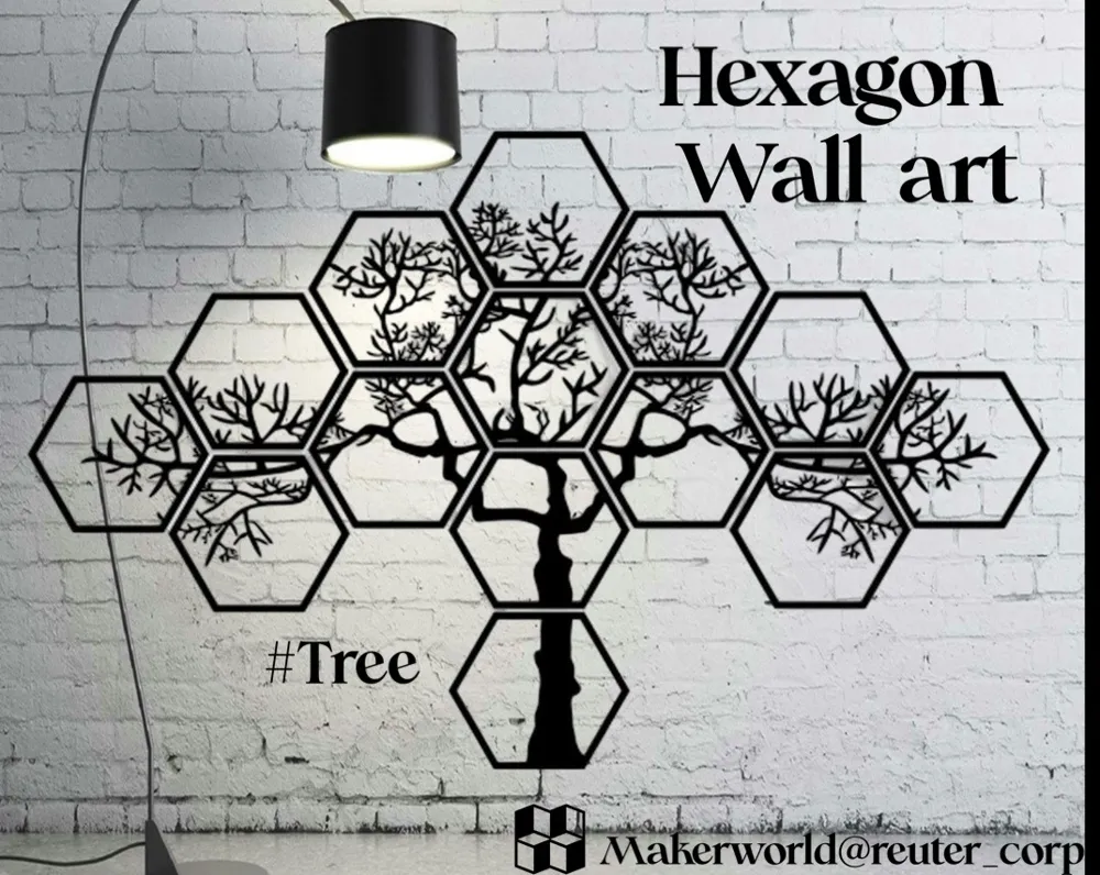 Hexagon Wall art Tree by Reuter_Corp MakerWorld: Download Free 3D Models