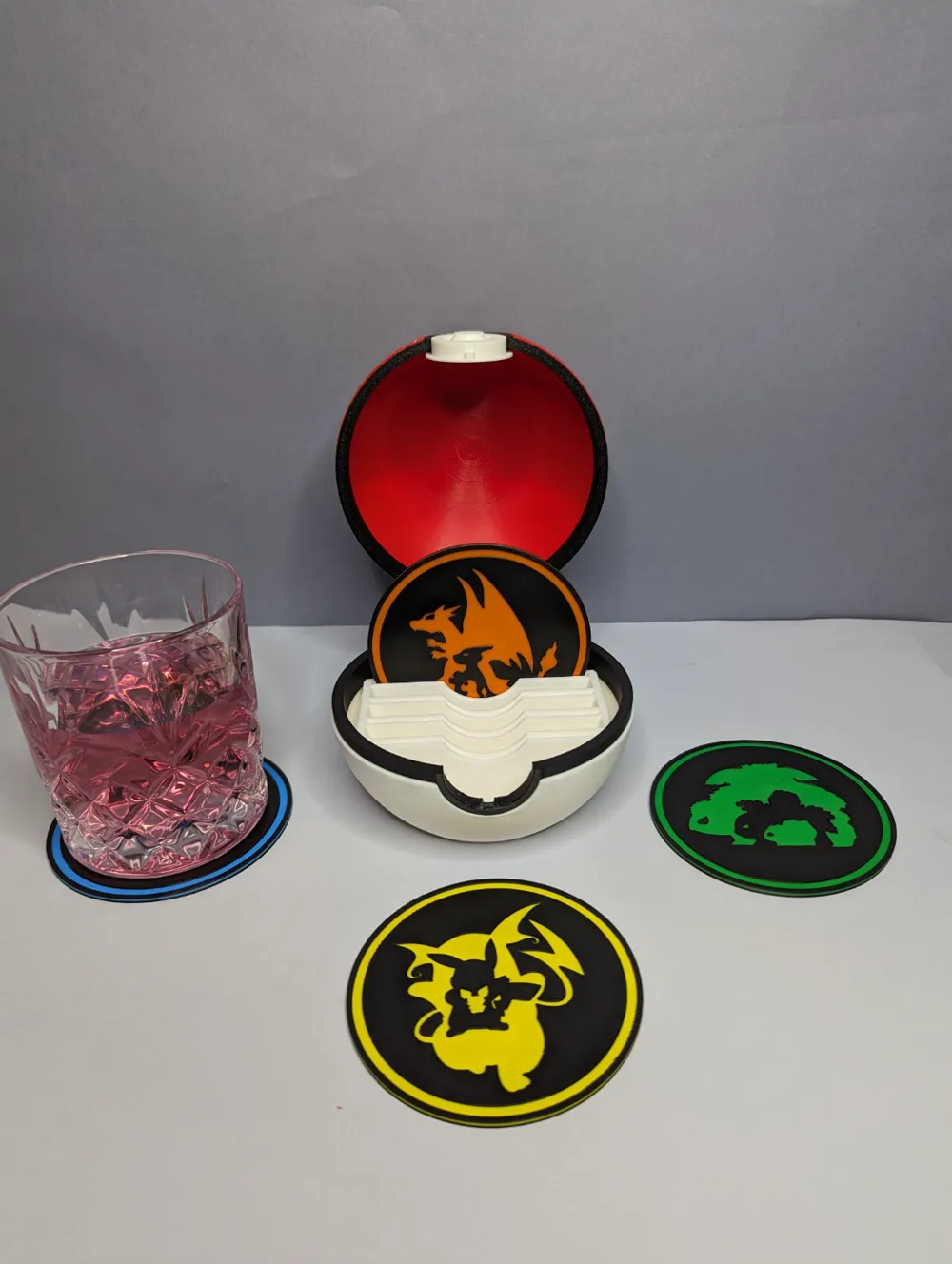 Set of Pokemon coasters+Pokeball storage container by ...