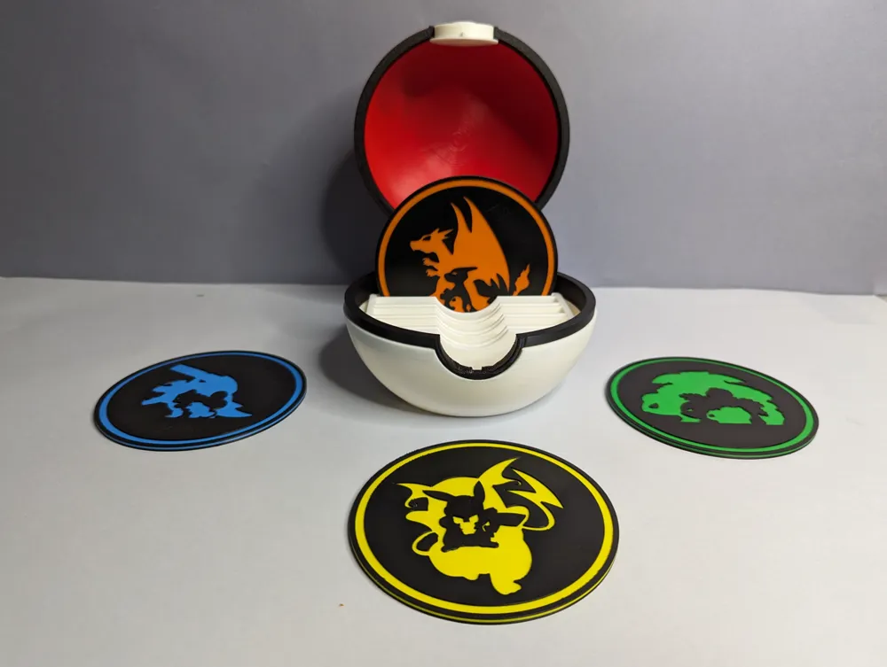 Set of Pokemon coasters+Pokeball storage container by ...