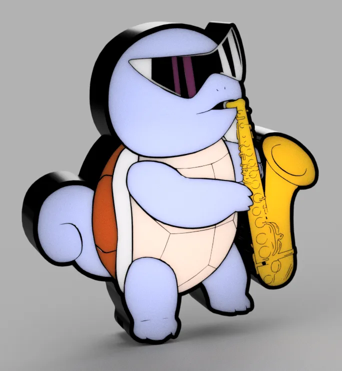 Pokemon - 0007 Saxophone Squirtle LED Lamp by BeeTee 3D - MakerWorld