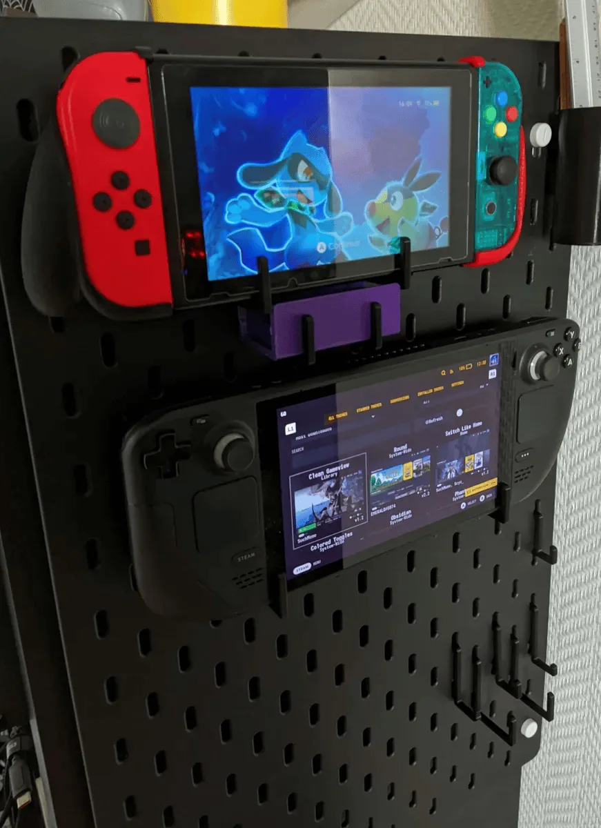 Nintendo Switch & Steam Deck Ikea Skadis Hooks Remixed by Mudkip MakerWorld: Download Free 3D Models