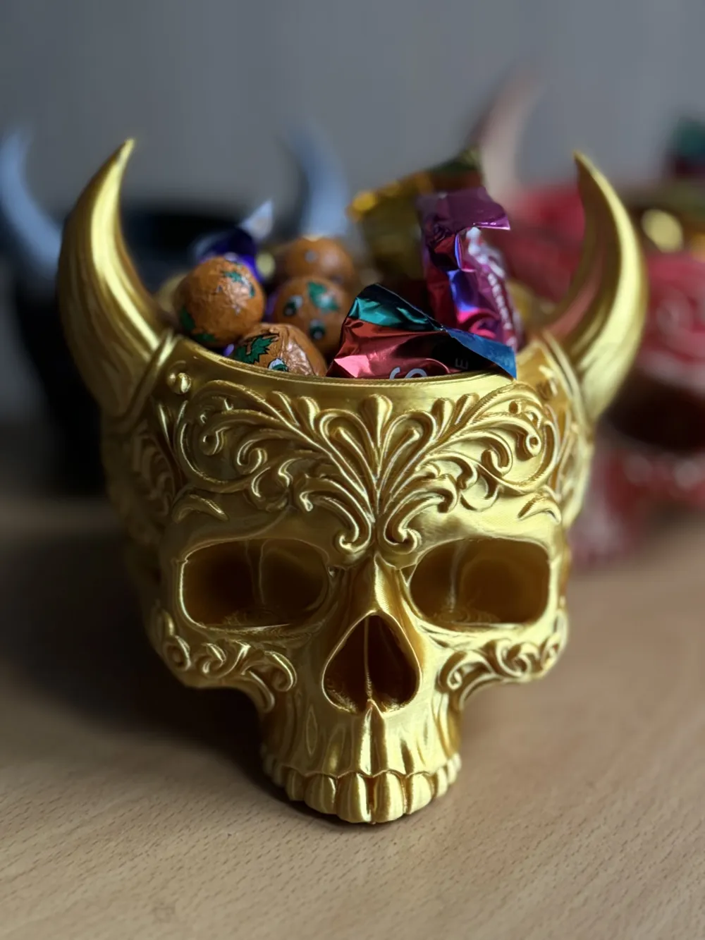Devil Sugar Skull Candy Bowl - Free 3D Print Model - MakerWorld
