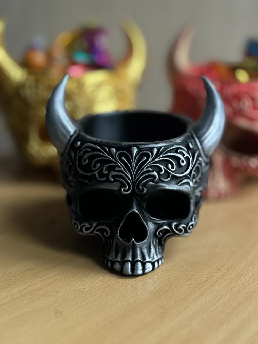 Devil Sugar Skull Candy Bowl - Free 3D Print Model - MakerWorld