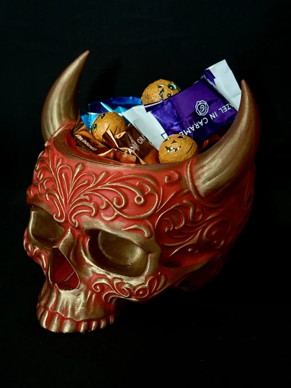 Devil Sugar Skull Candy Bowl - Free 3D Print Model - MakerWorld