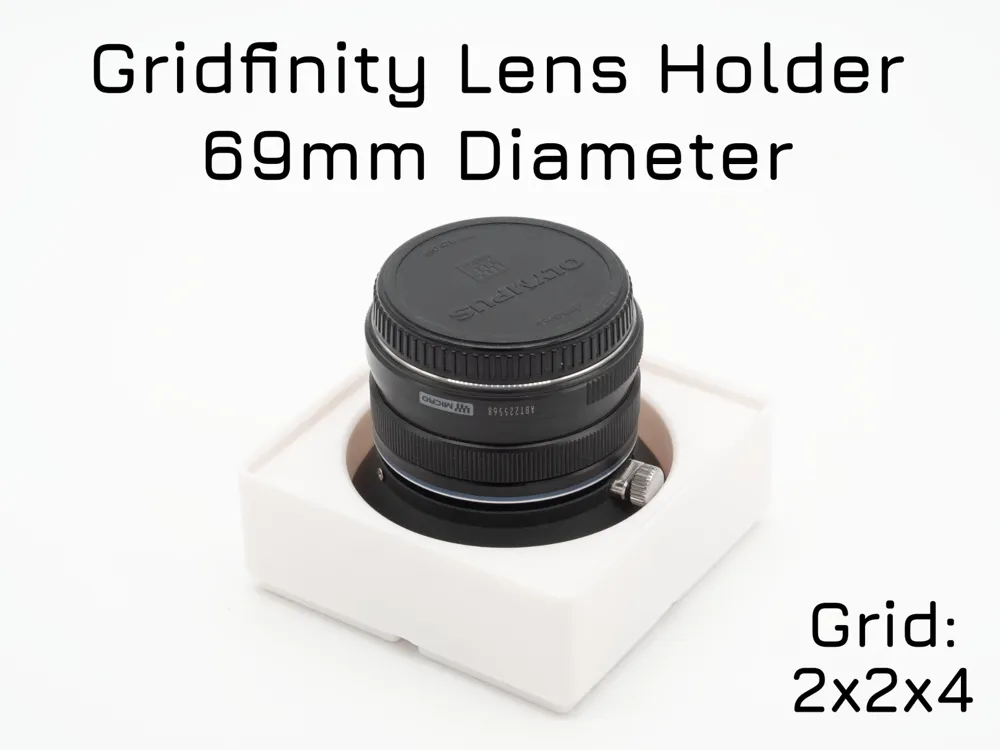 Gridfinity Lens Holder 69mm diameter by Leif3D - MakerWorld