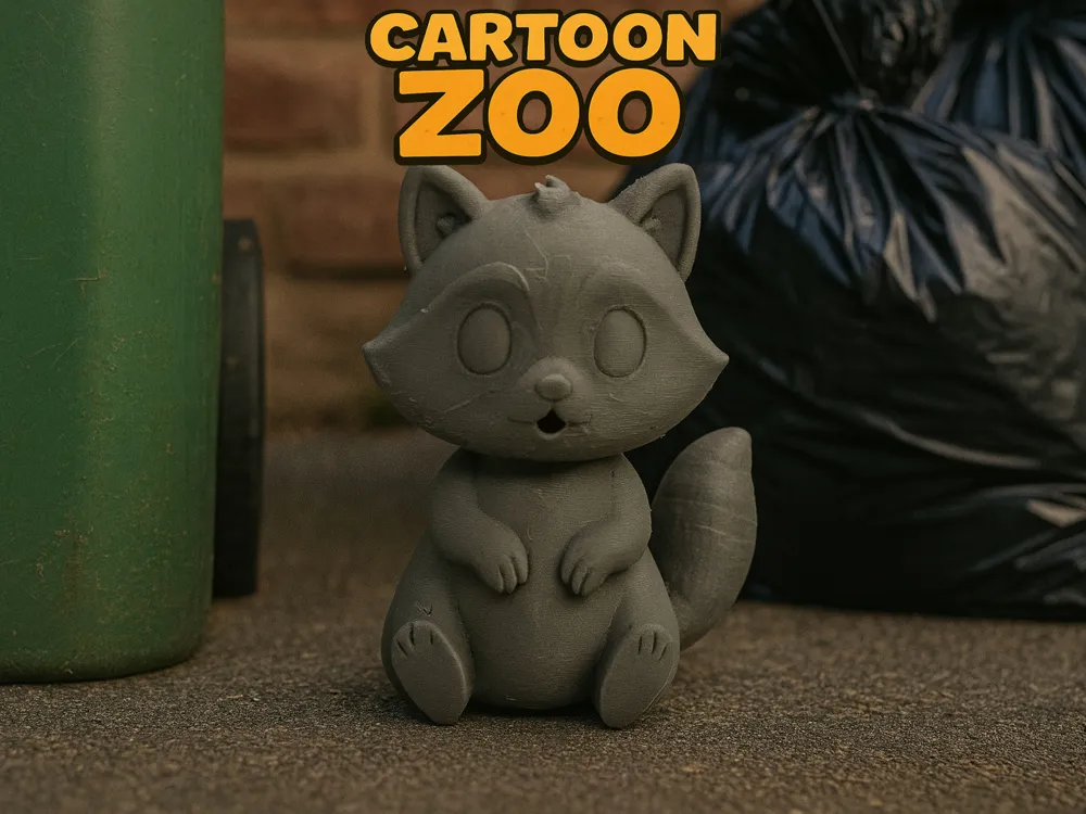 Cute Cartoon Raccoon - Cartoon Zoo - Free 3D Print Model - MakerWorld