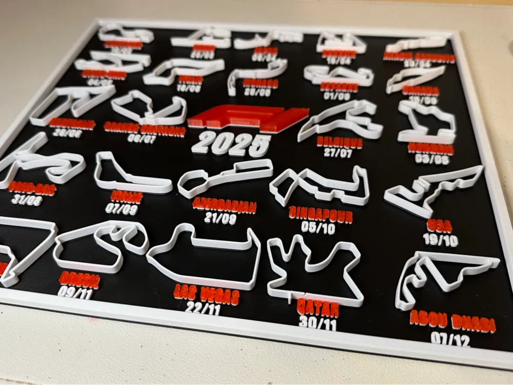2025 Formula 1 Race Calendar - Free 3D Print Model - MakerWorld