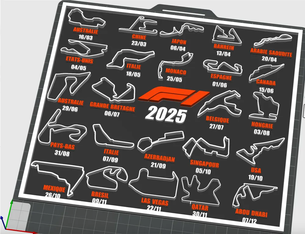 2025 Formula 1 Race Calendar by Jamesbirdy MakerWorld: Download Free 3D ...