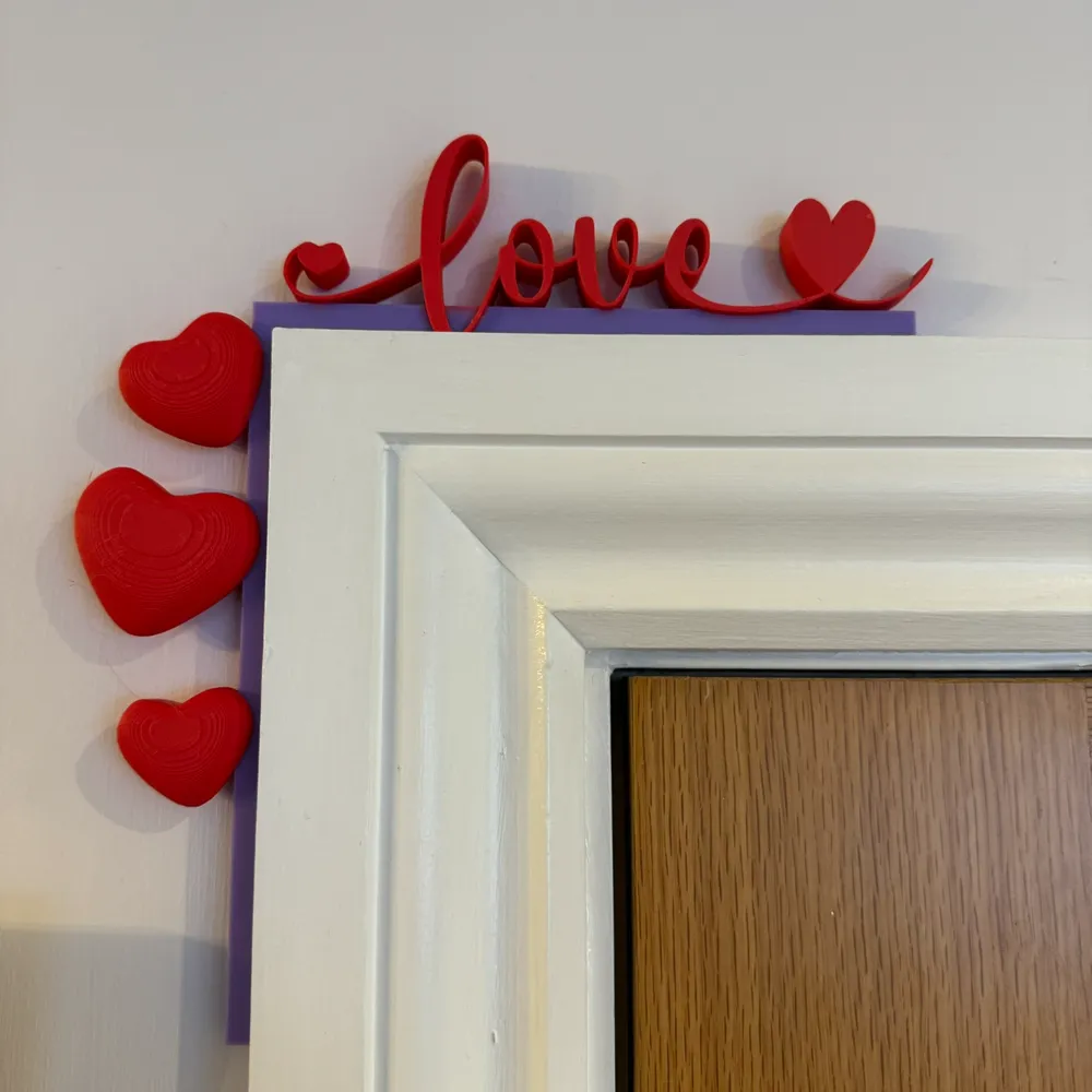 Love & Hearts Door Corner hanger - Valentine by Elmaker Design - MakerWorld
