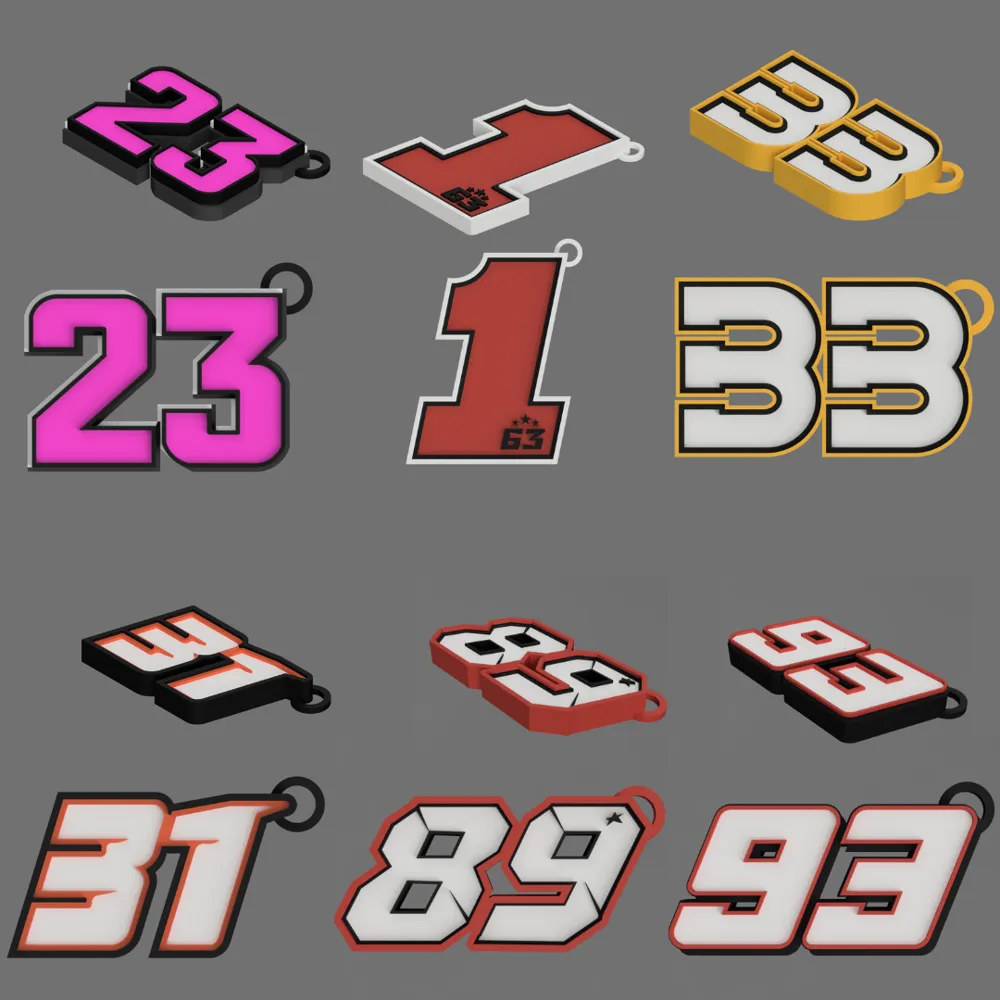 MotoGP Numbers keychains by Geoka - MakerWorld