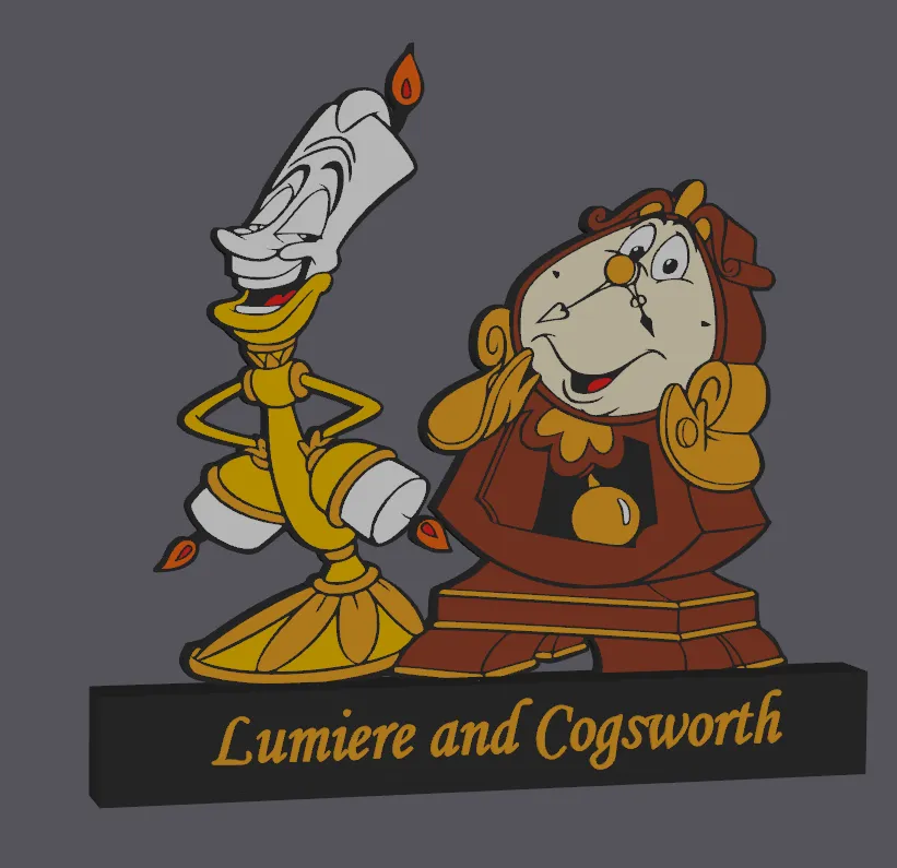Disney Lumiere and Cogsworth Display! by Rotterdam_3d_Art MakerWorld ...