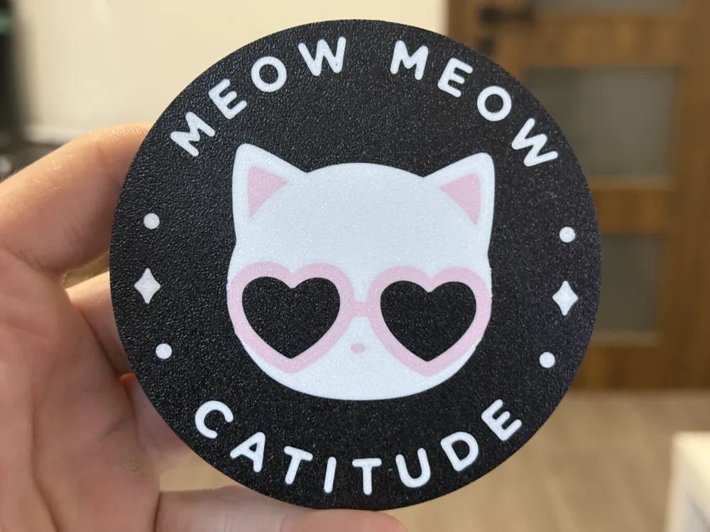 Meow Catitude coaster by jakubhroch MakerWorld: Download Free 3D Models