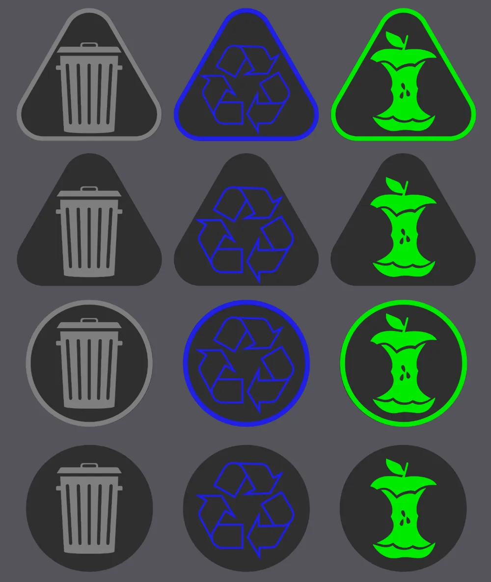 Recycling, Trash, Compost Logo Signs - Free 3D Print Model - MakerWorld