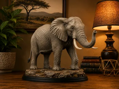 Realistic Elephant Figure Detailed Wildlife Statue - Free 3D Print ...