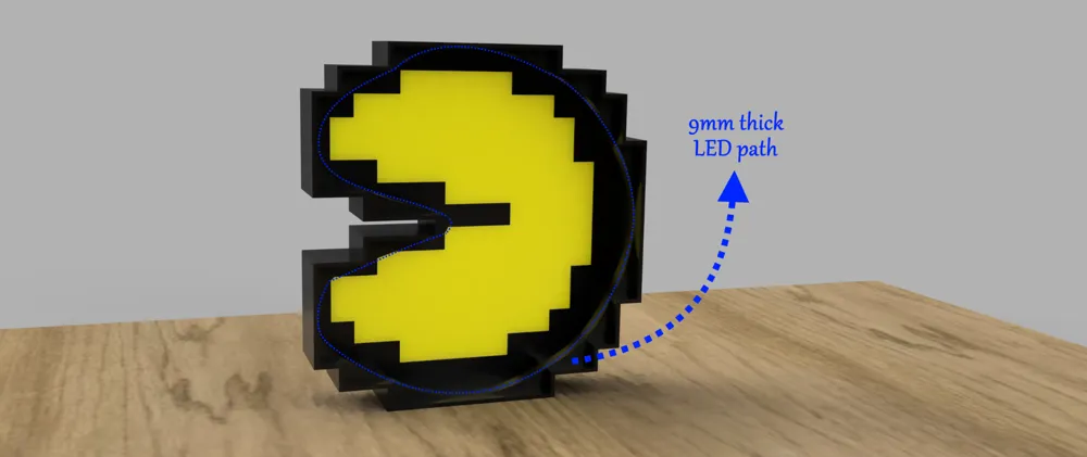 Pac Man pixel LED Desk Lamp by CpRandom - MakerWorld
