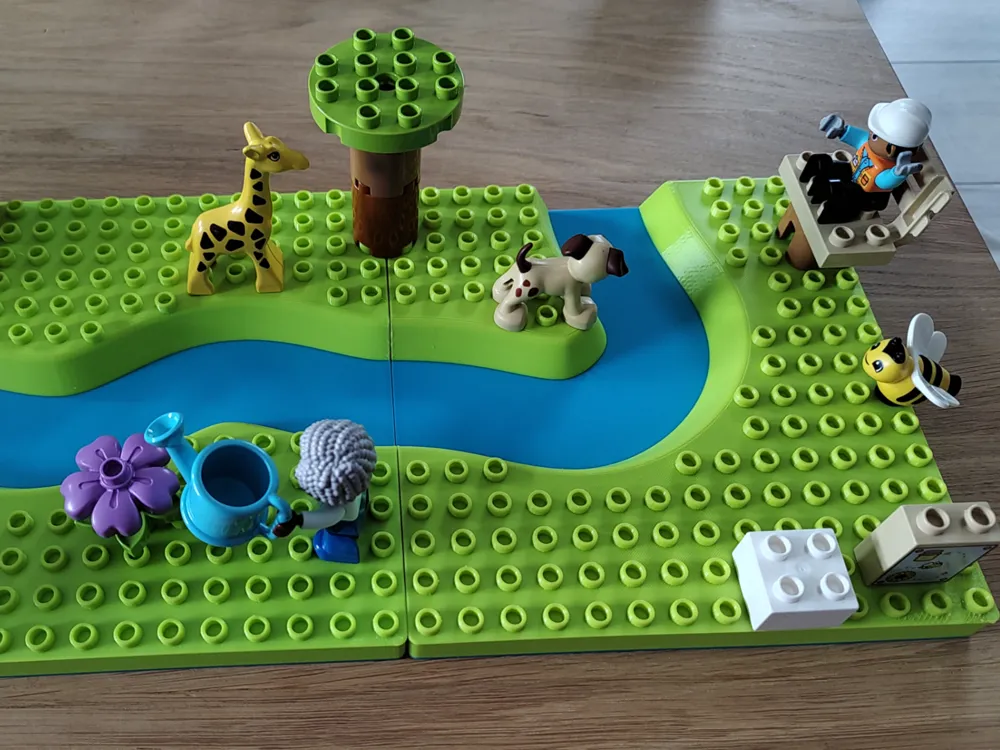 Duplo compatible baseplate with river (90 degree) Remixed by ...