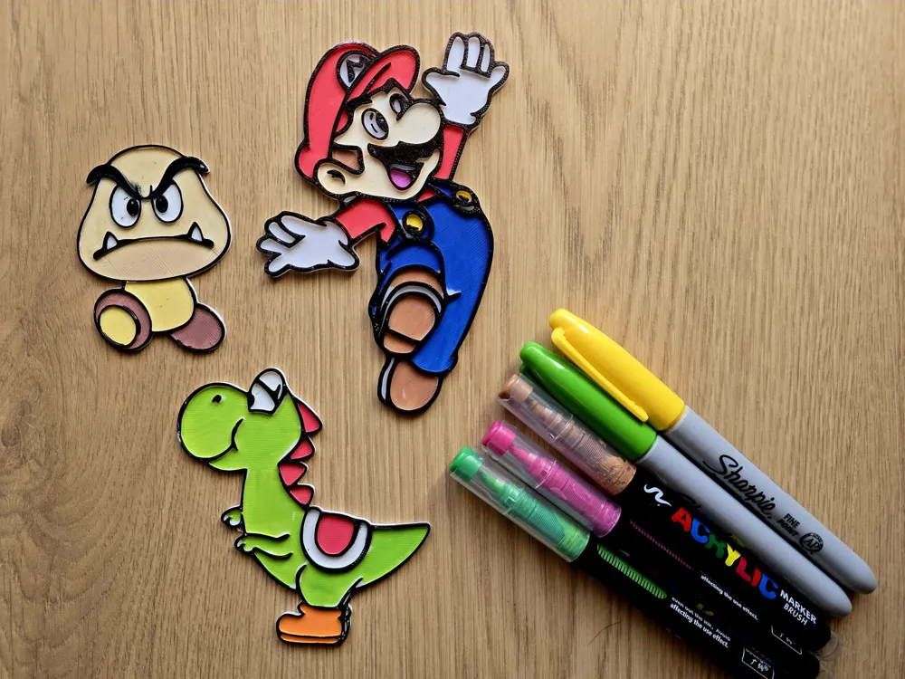 Mario Mushroom Yoshi DIY Coloring Craft Set by Merilno3D MakerWorld ...
