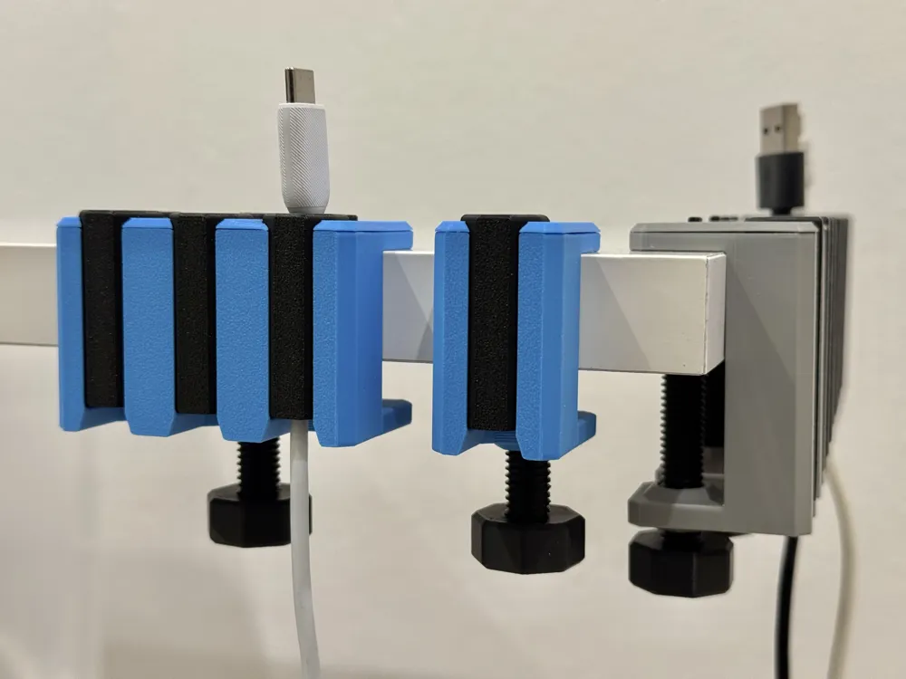 Desk cable holder / cable organizer with clamp - Free 3D Print Model ...