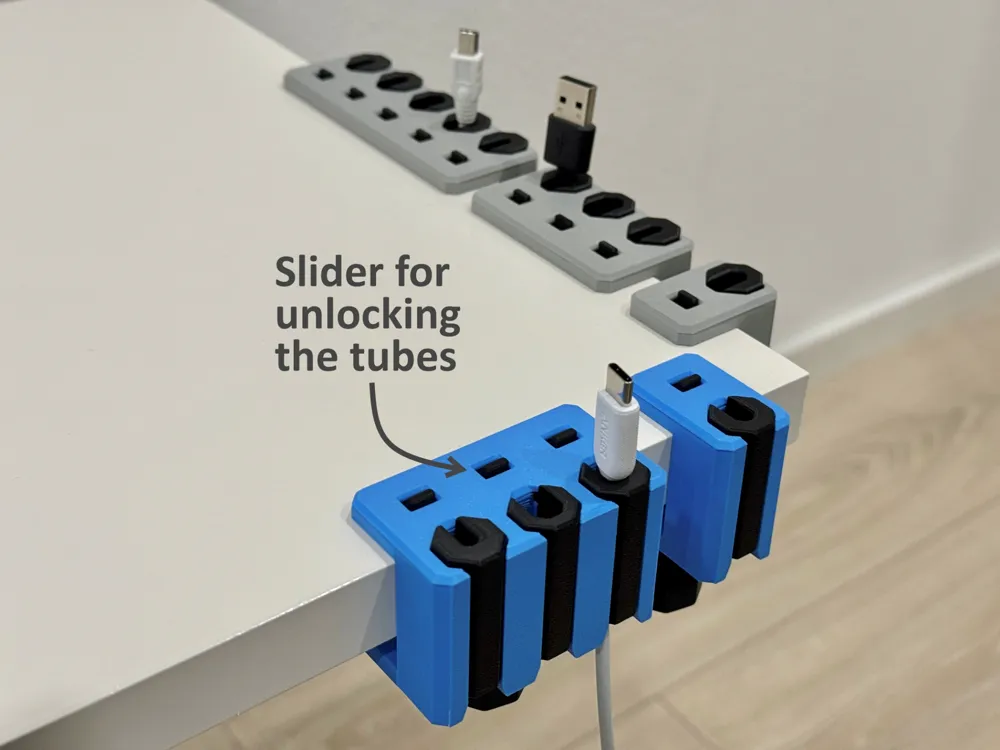Desk cable holder / cable organizer with clamp - Free 3D Print Model ...