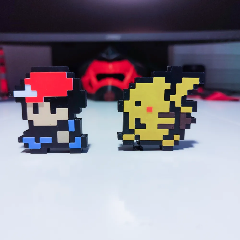 Pokemon Pixel Magnet Game Boy Ash & pikachu by satooori369 - MakerWorld