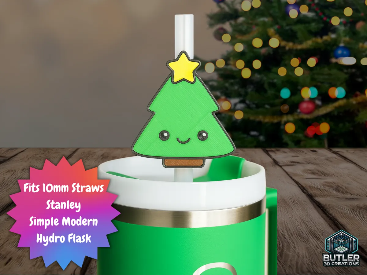 Kawaii Christmas Tree Straw Buddy by ButlerTC MakerWorld: Download Free ...