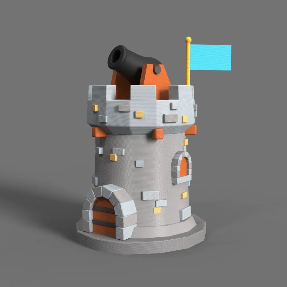 Tower defense cannon castle塔防城堡模型 by 建模师Fu - MakerWorld