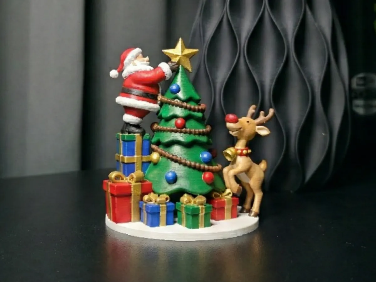 Diorama de Navidad: Papá Noel, Reno & Árbol - Modelo de impresión 3D ...