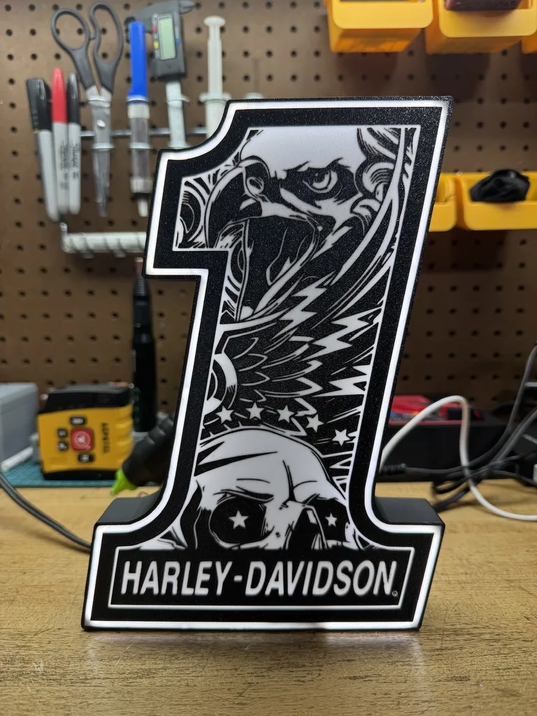 Harley Davidson #1 Custom Light Box by White Hat Hacker MakerWorld ...