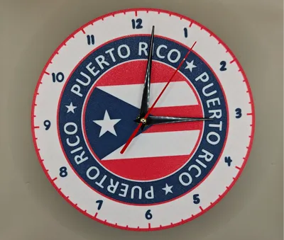 PUERTO RICO Flag Clock by railimages - MakerWorld