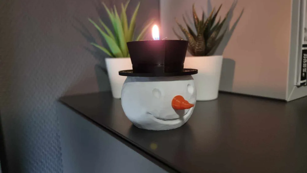 Snowman tealight - Free 3D Print Model - MakerWorld