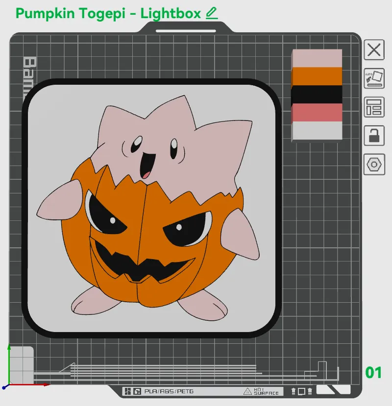 Halloween - Pumpkin Togepi - Pokemon - Lightbox by Love Prints - MakerWorld