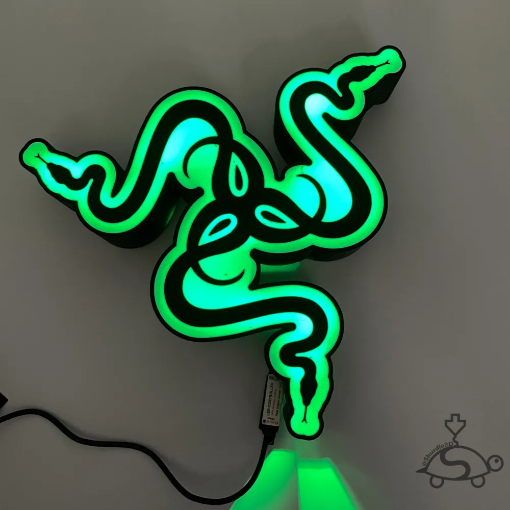 Razer Logo LED Light Box with stand by Shurdle3D - MakerWorld