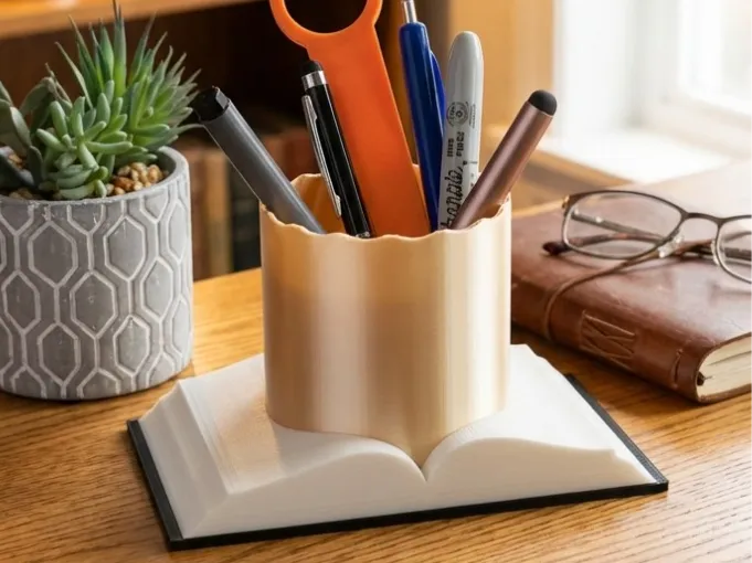 Open Book Pen Holder - Free 3D Print Model - MakerWorld