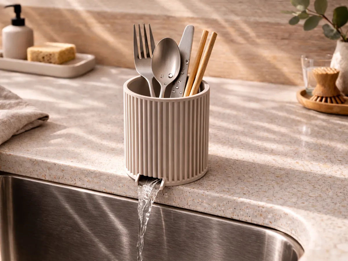 Japandi Ribbed Cutlery Drain Cup - 2 Sizes - Free 3D Print Model ...