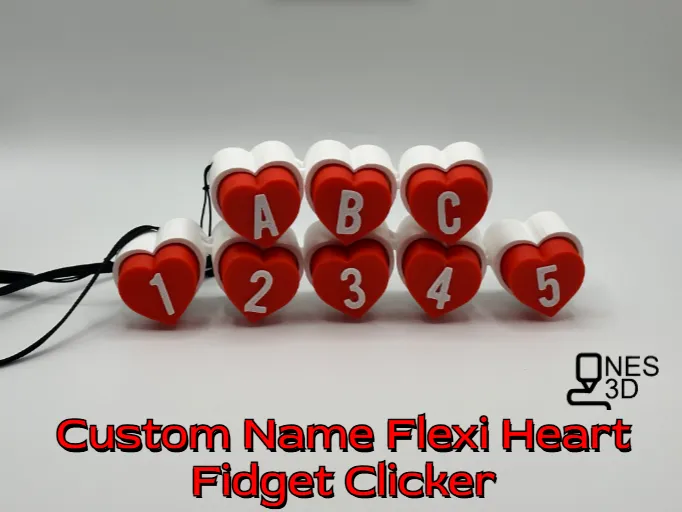 Custom Name Flexi Heart Fidget Clicker + Keychain - Free 3D Print Model ...