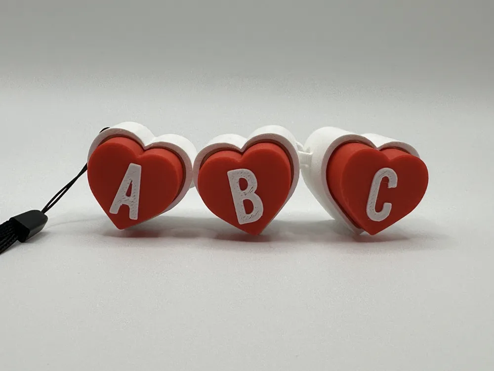 Custom Name Flexi Heart Fidget Clicker + Keychain - Free 3D Print Model ...