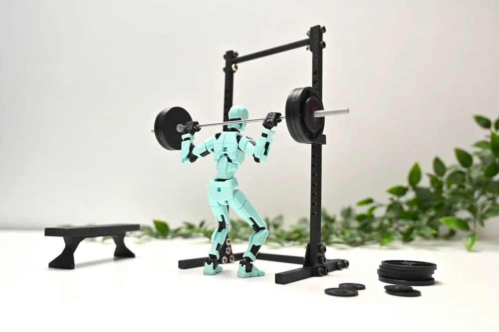 Mini Gym Rack with Bench Barbell and Weight Plates - Free 3D Print ...