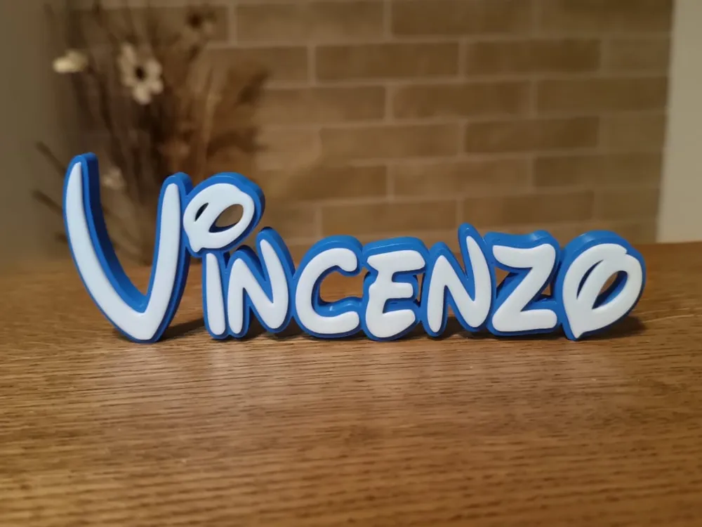 Disney Name Sign Vincenzo Kid Room Wall Decor Tag - Free 3D Print Model ...